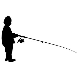 Fishing Sticker Boy With Rod Perfect Decal for Cars, Trucks, Toolboxes ...