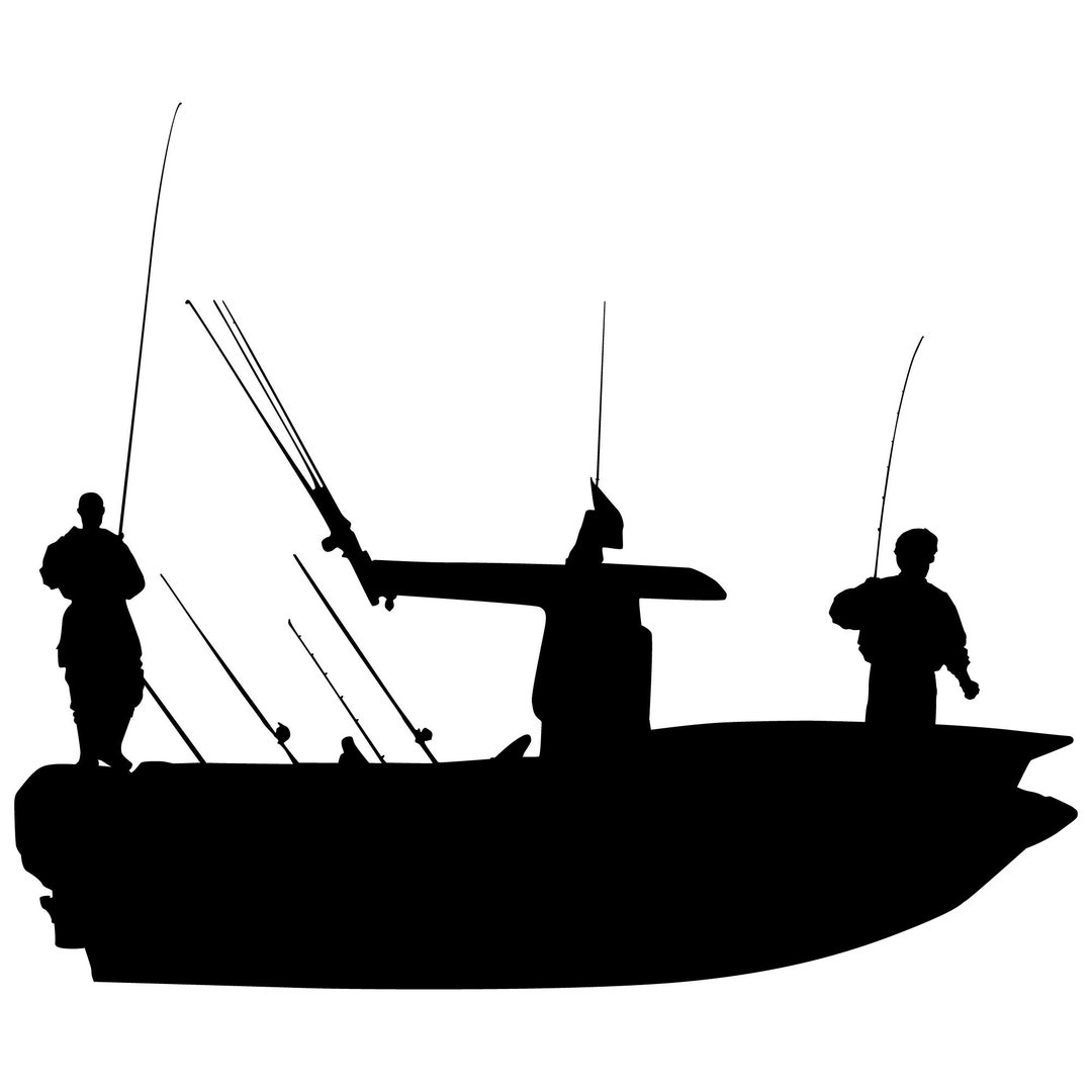 Men Fishing on a Boat Sticker - Vinyl Decal for Anglers, Boats, and ...