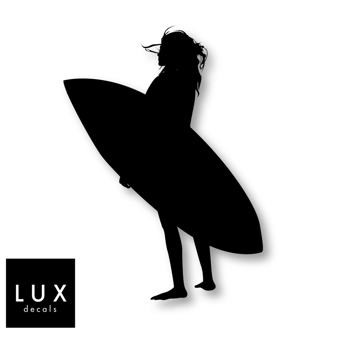 Surfer Girl Sticker - Vinyl Decal for Ladies Who Love Surfing and Beach ...