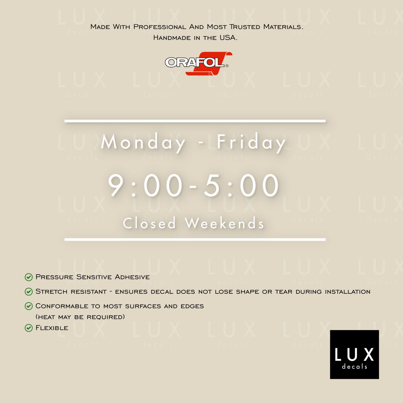 Business Hours Window Sign Decal for Storefront Office Hours Door Sign ...