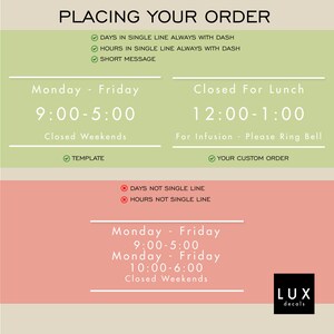 Business Hours Window Sign Decal for Storefront Office Hours Door Sign ...