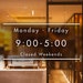 Business Hours Window Sign Decal for Storefront Office Hours Door Sign ...