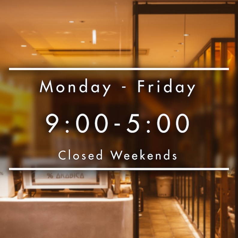 Business Hours Window Sign Decal for Storefront Office Hours Door Sign ...