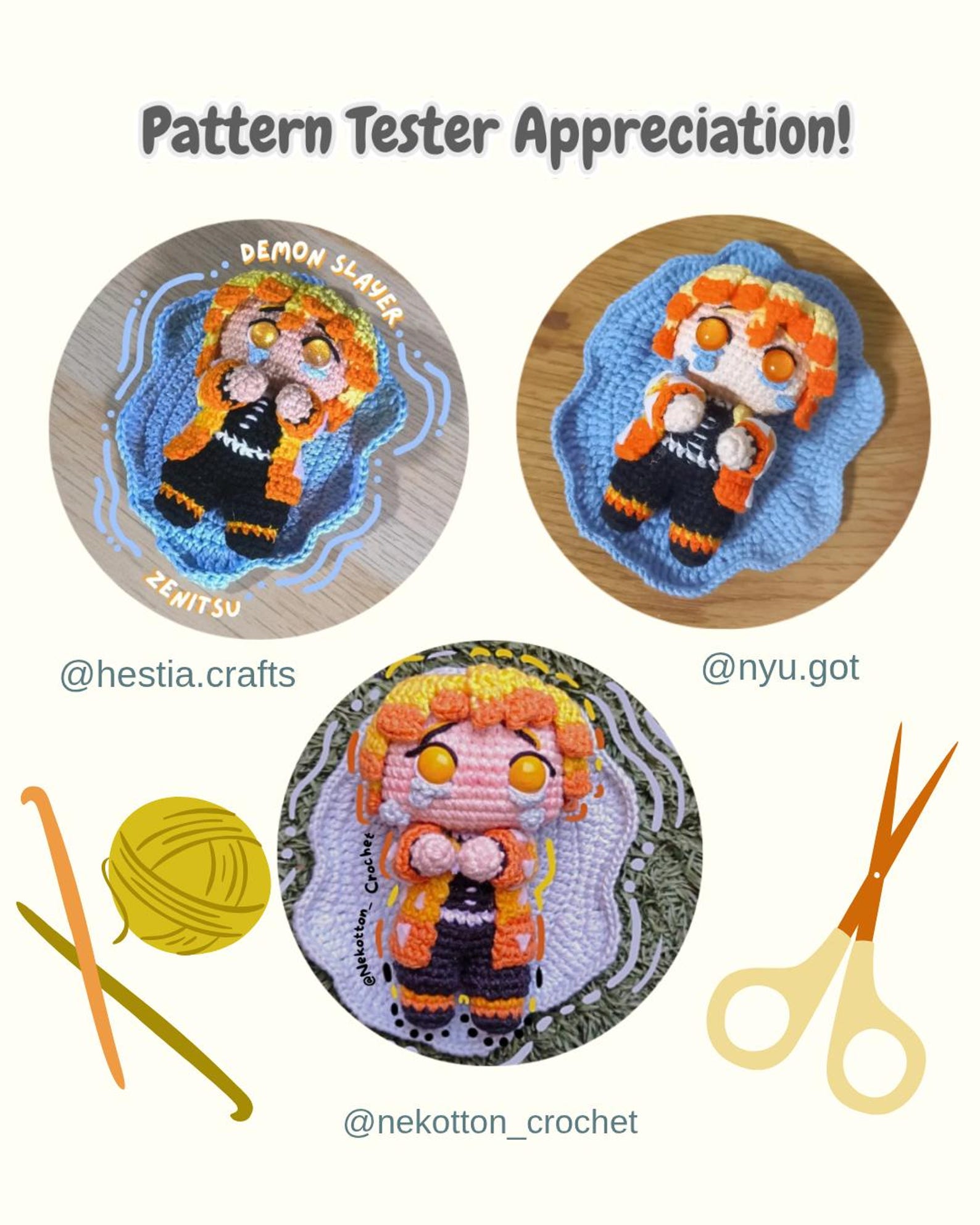 Crochet Amigurumi Crying Zenitsu Anime Inspired Digital PDF Crochet ...