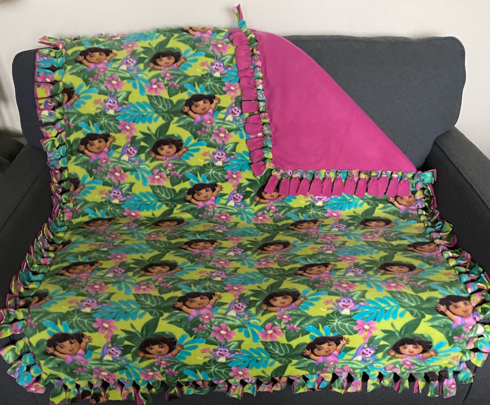 Dora the Explorer Fleece Tie Blanket Reversible Blanket | Etsy