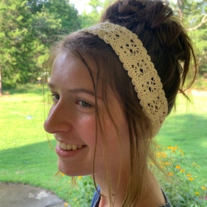 Crochet Thread Headband Pattern, Boho Crochet Headband, Crochet Summer ...