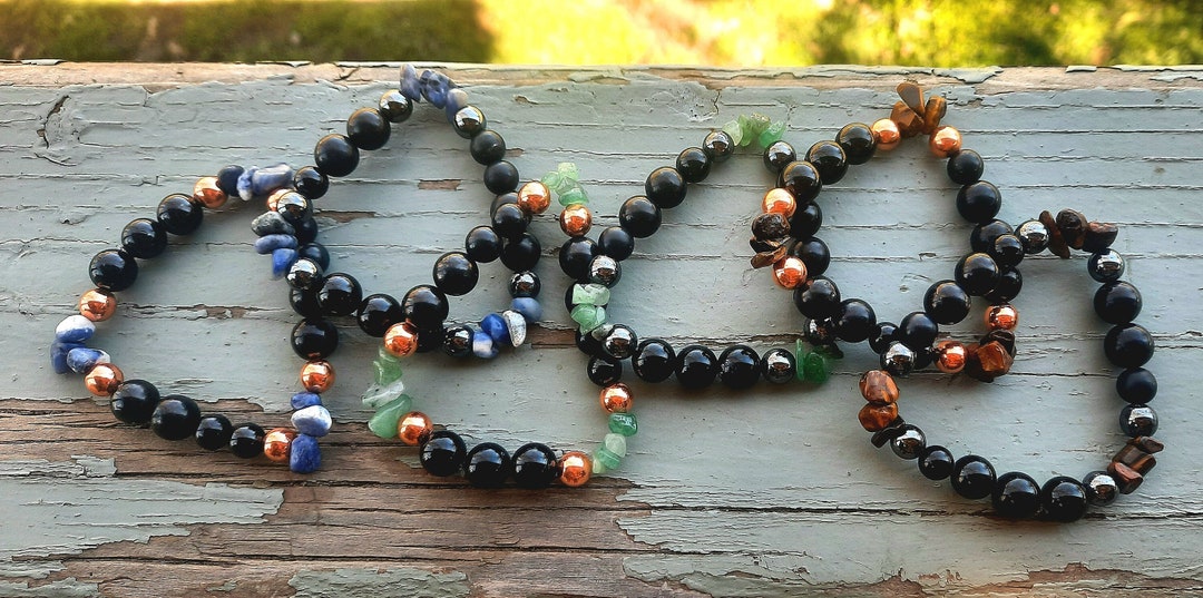 EMF 5G Protection Calming Bracelet With EMF Shungite Crystals / Black ...