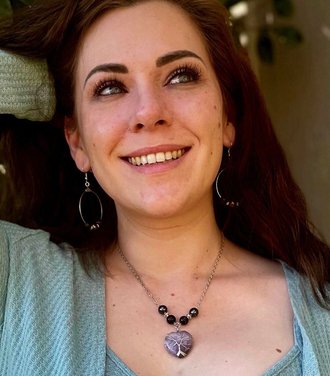 EMF 5G Protection Necklace, Crystal Heart Wire Wrapped - Shungite ...