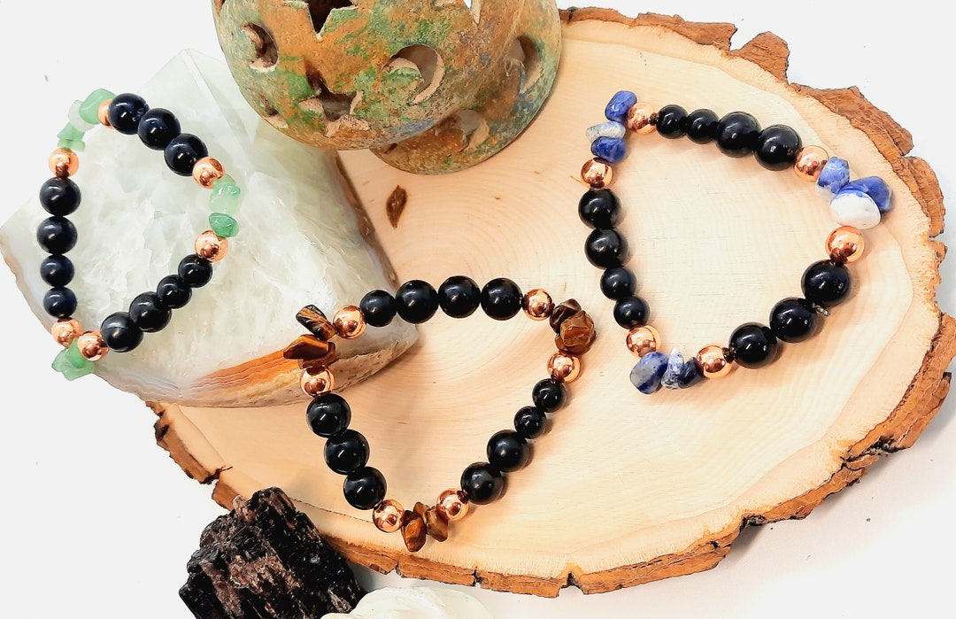 EMF 5G Protection Calming Bracelet With EMF Shungite Crystals / Black ...