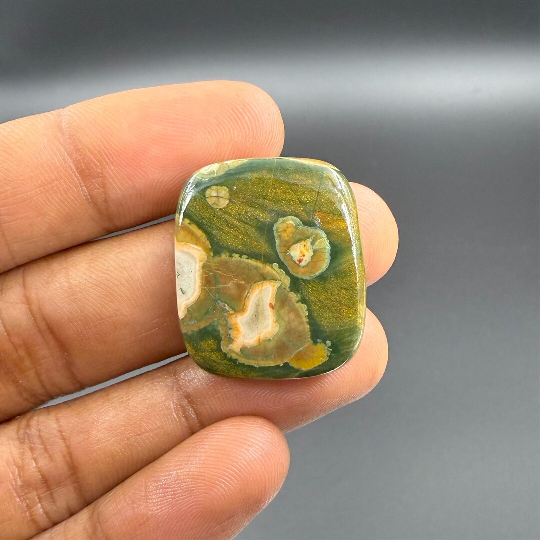 Natural Rainforest Jasper Gemstone Cabochon Cushion Shape Rhyolite ...