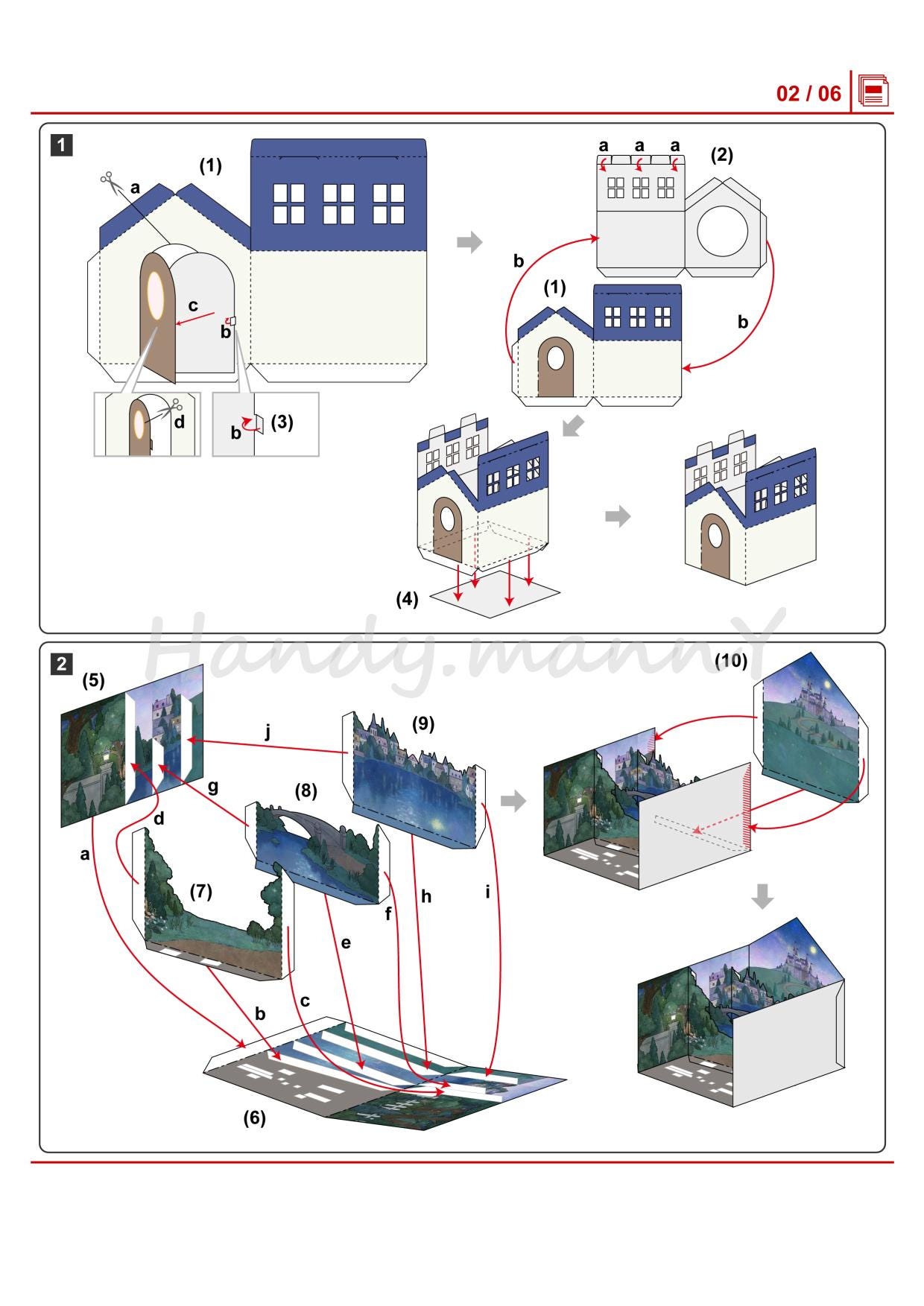 Cinderella Tunnel House Papercraft: 3D Miniature DIY Origami Template ...