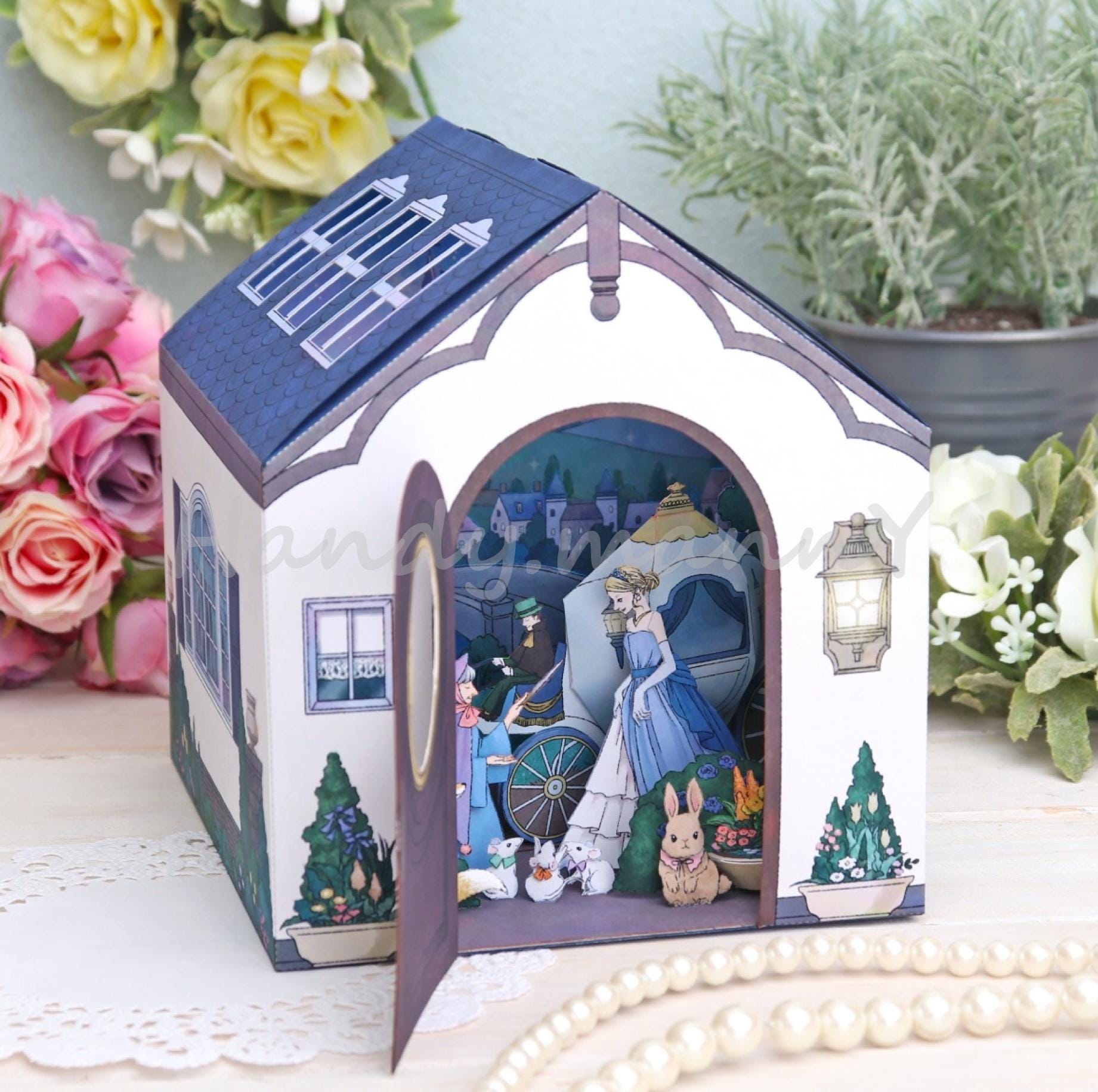 Cinderella Tunnel House Papercraft: 3D Miniature DIY Origami Template ...