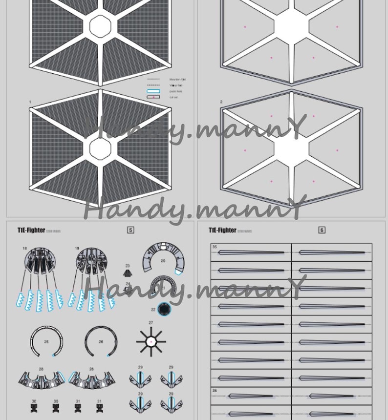 Tie-fighter - SW Project Papercraft Model PDF Template With a Gift - Etsy