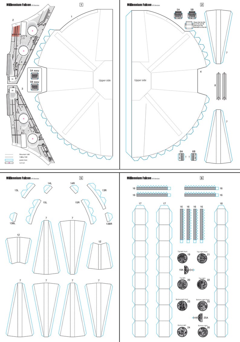 Star Wars Millennium Falcon 3D BIG Size Papercraft, Origami PDF ...