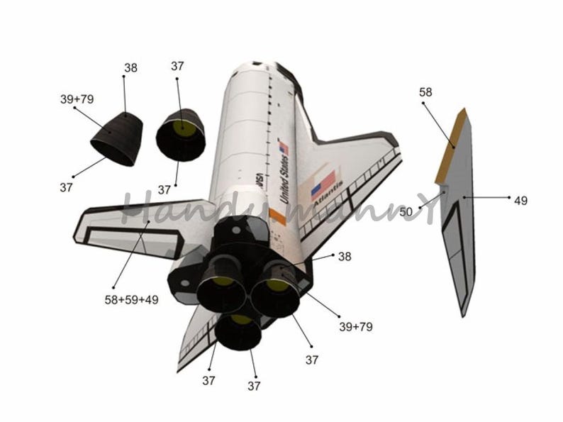 Atlantis Space Shuttle Papercraft | 3D NASA Model Kit PDF Template - Etsy