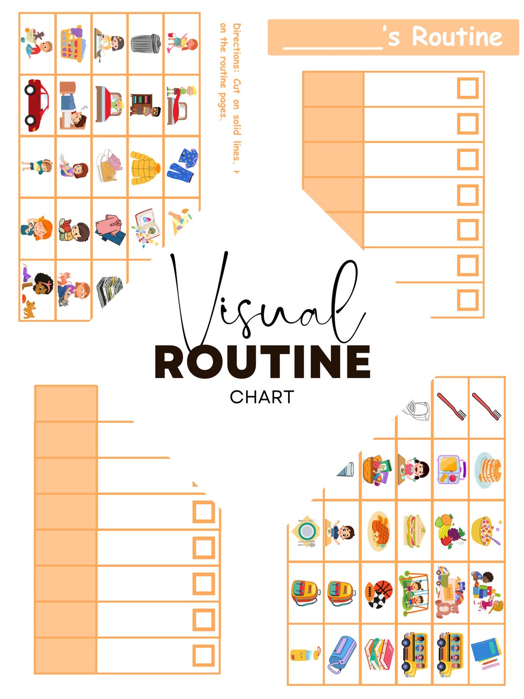 Customizable Kids Activity Chore Hygeine Routine Chart // Cut and Paste ...