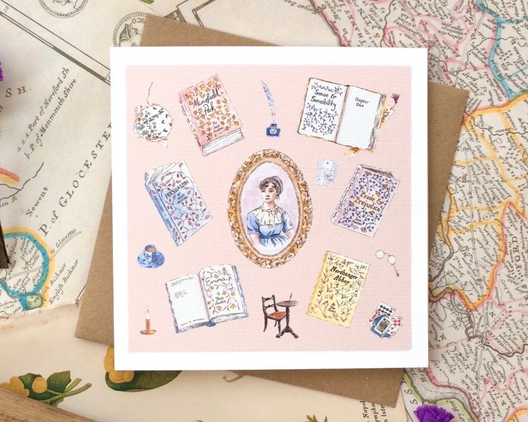 Jane Austen Card With Beautiful Illustrated Watercolour Detail - Etsy UK