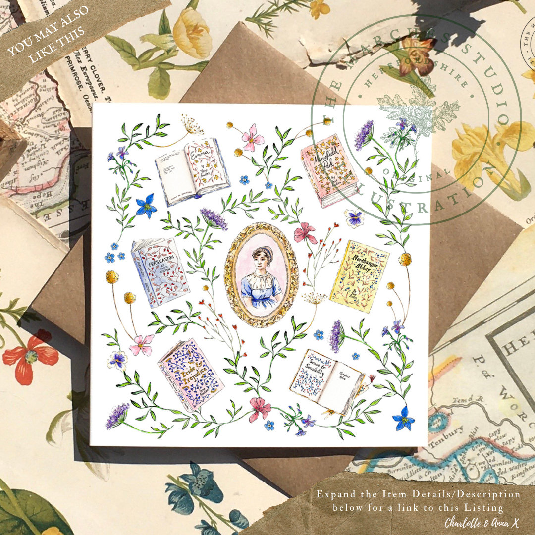 Jane Austen Birthday Card With Beautiful Hand Illustrated - Etsy UK