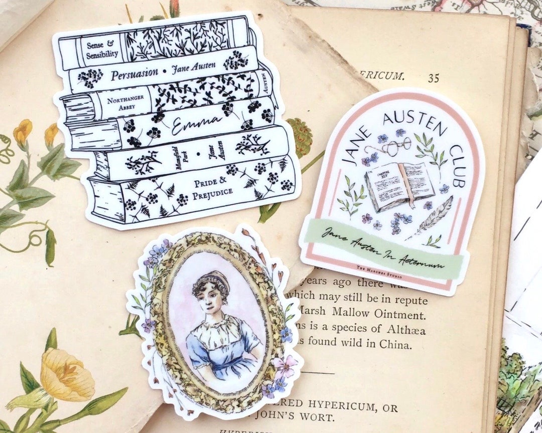 Jane Austen Vinyl Stickers Set of 3 Die Cut Matte Decals for - Etsy