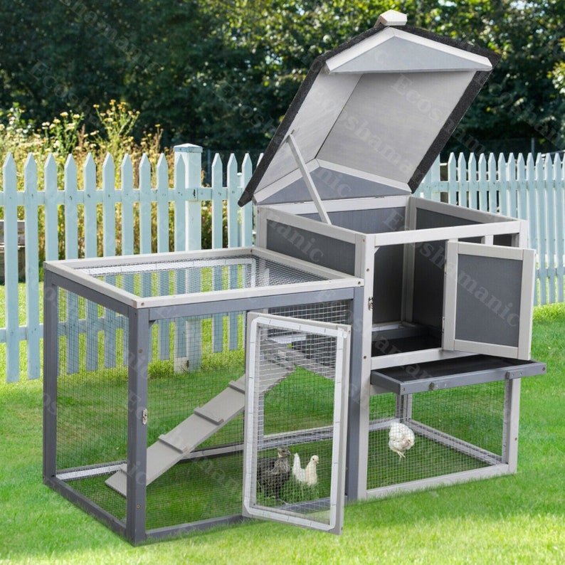 2-tier Rabbit Hutch Wooden Bunny Cage Pet Cage With Run Resting Box ...