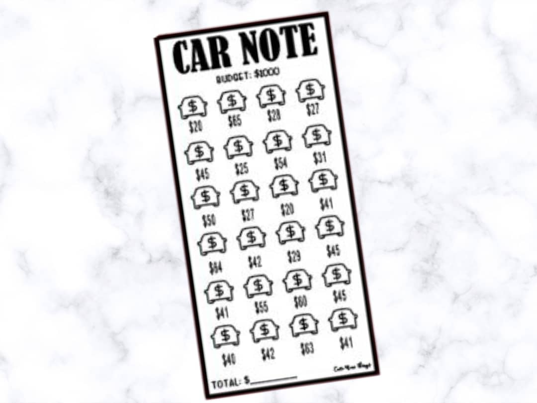 Car Note | Savings Insert or Cash Envelope - Etsy