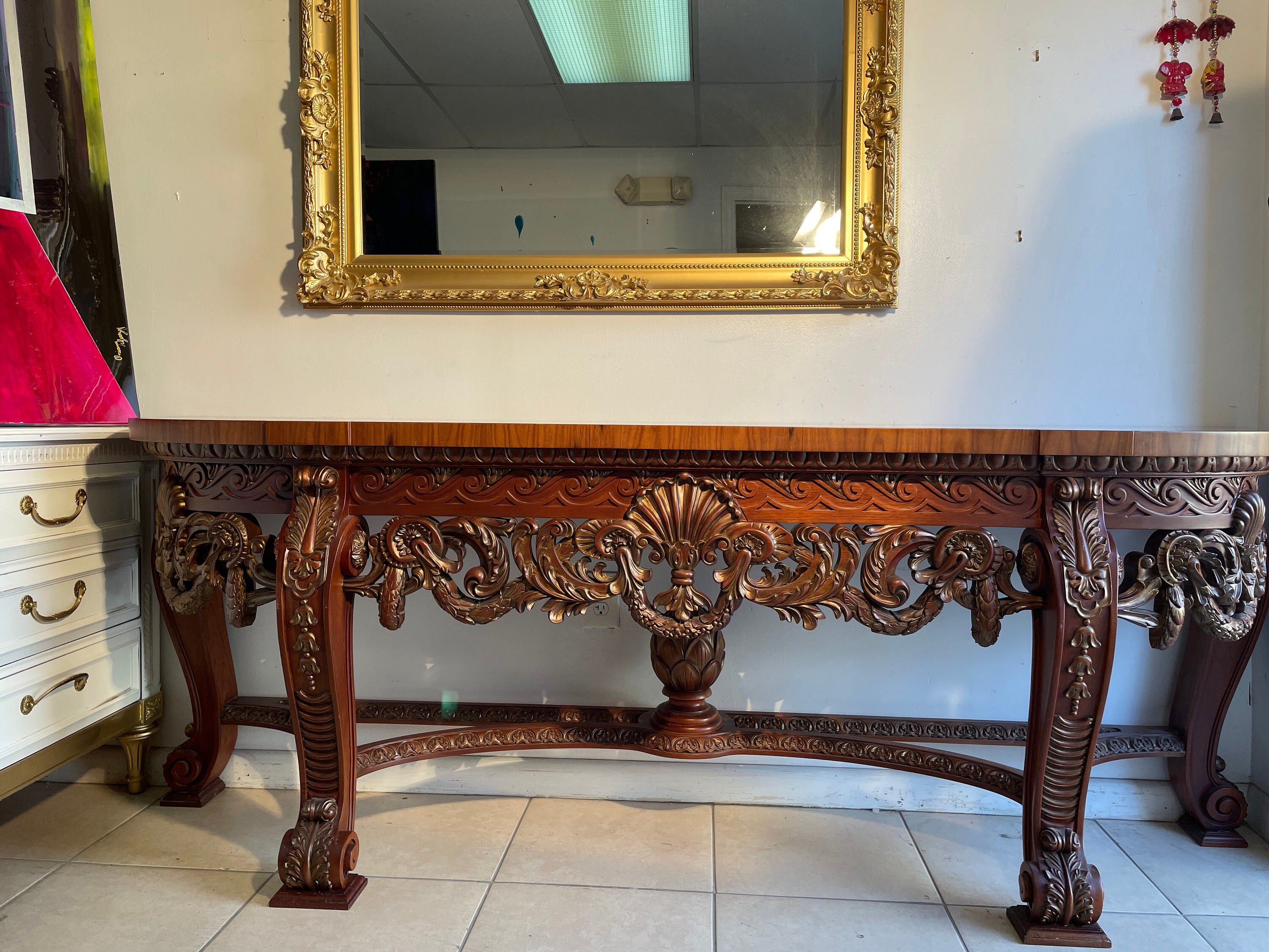 Super Rare Antique Hand Carved Ornate Console Table - Etsy