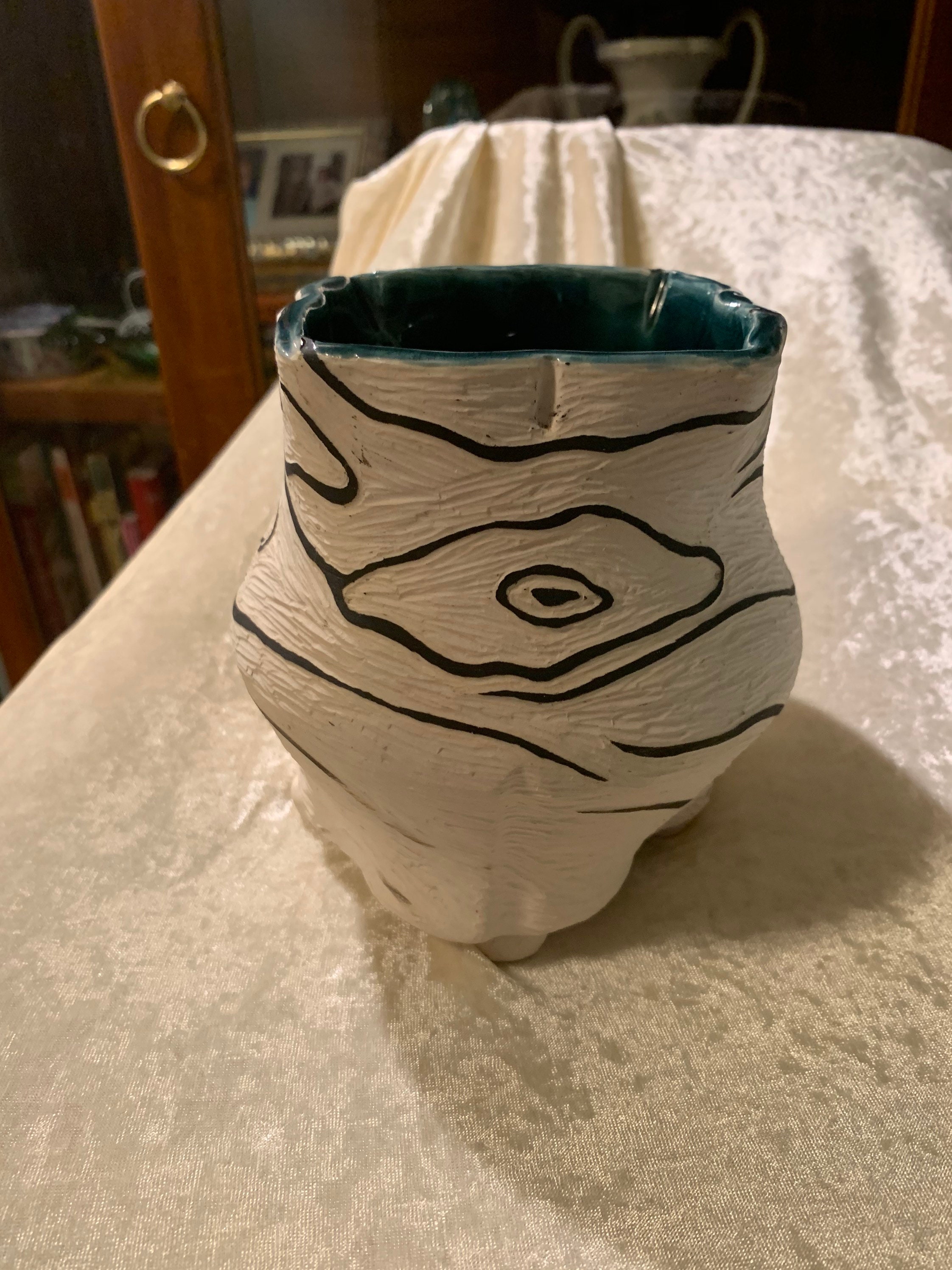 Handmade White and Black Swirl Textured Flower Pot With - Etsy UK