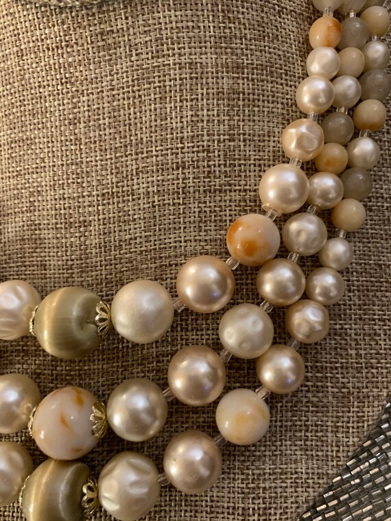Peach Japan Marked Faux Pearl with Silk and Glass Be… - Gem