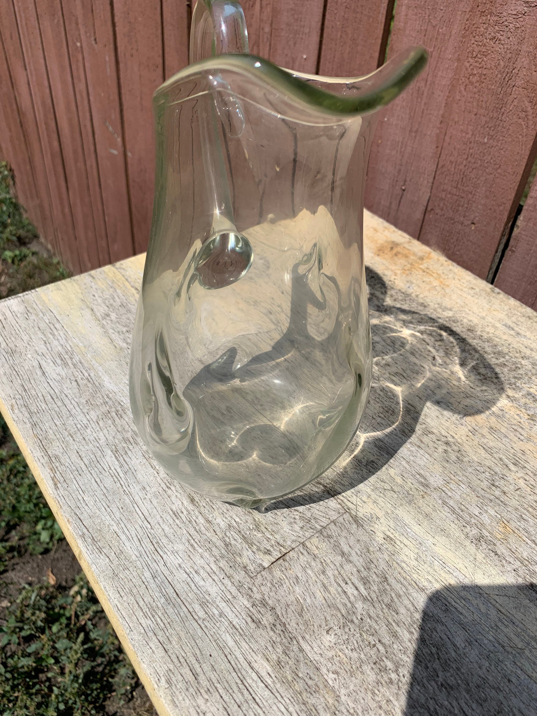 Bischoff Art Glass Clear Pinched/ Dimpled Martini/margarita Pitcher - Etsy