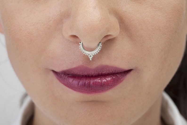 Septum Ring Jewelry Silver Septum Hoop Spike Septum Hoop - Etsy
