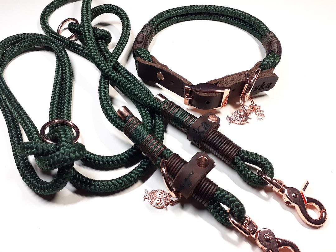 Tau Set Rose Gold Dog Collar Dog Leash PPM Dog Collar Set Adjustable ...