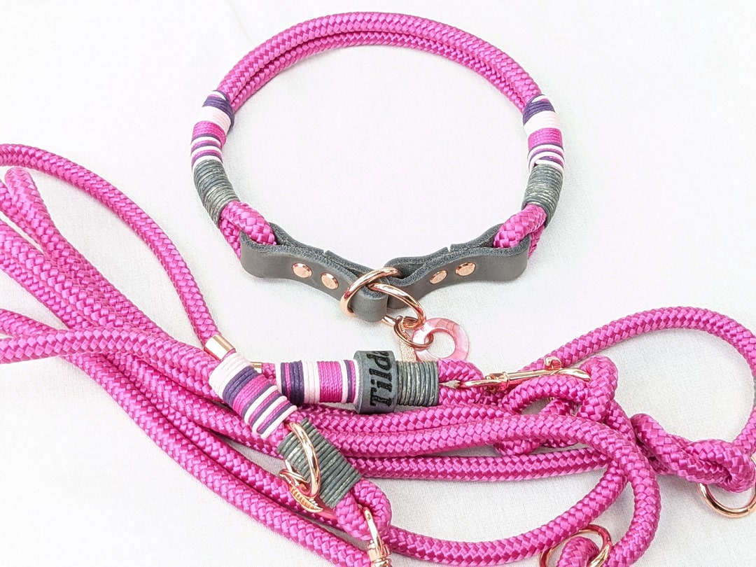 Rope Set Choke Stop Collar Leather Choke Stop Dog Collar Set Made of ...