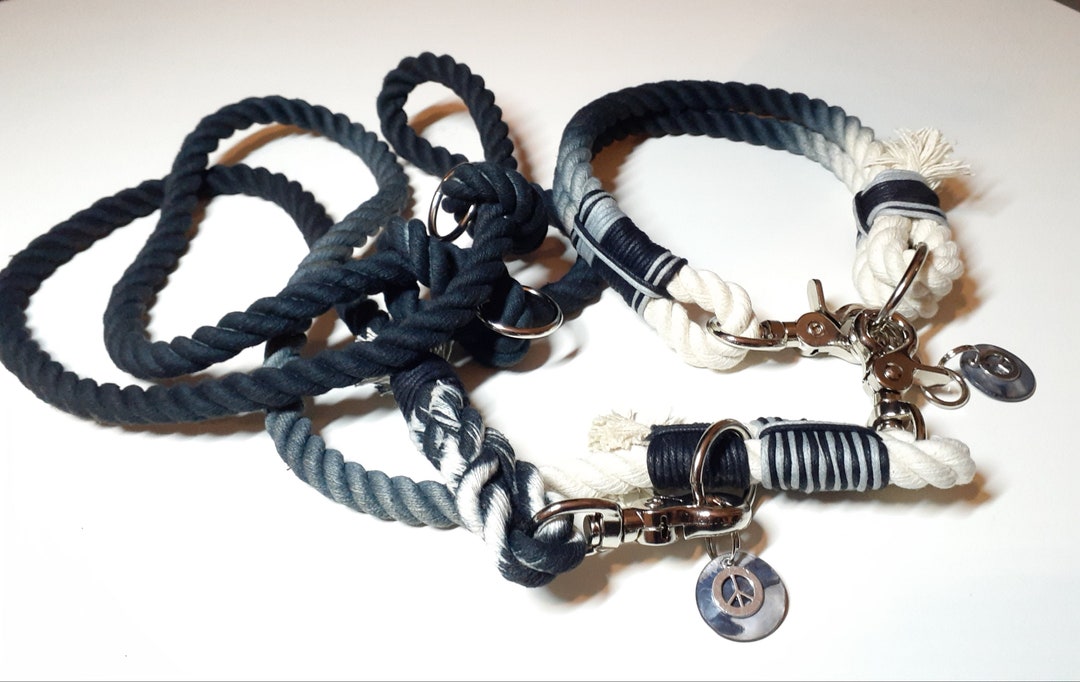 Rope Set Collar Rope Set Ombre Hand-dyed in Cotton Rope in Black Gray ...