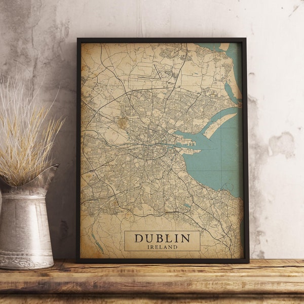 Vintage Map of Dublin - Etsy