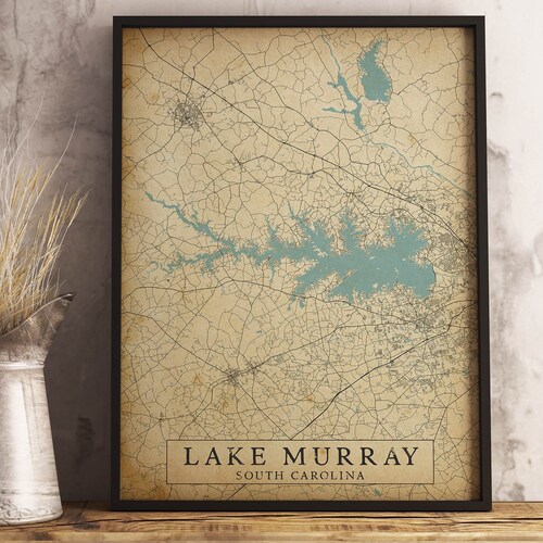Lake Murray South Carolina Printable Map Poster Lake Murry SC - Etsy