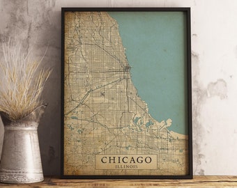 Chicago Vintage Map - Etsy