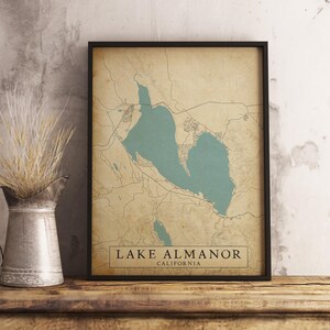 Vintage Style Map of Lake Almanor California USA Instant - Etsy