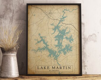 Map of Lake Martin - Etsy