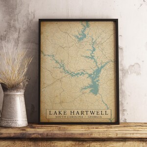 Vintage Style Map of Lake Hartwell Georgia and South Carolina - Etsy