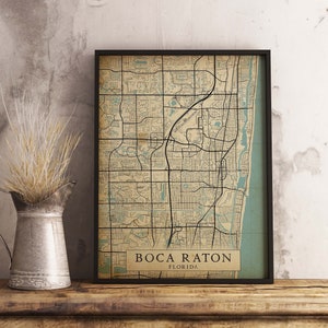 Printable Vintage Style Map of Boca Raton Florida United - Etsy