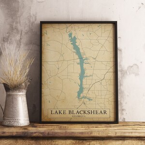 Vintage Style Map of Lake Blackshear Georgia USA Instant - Etsy