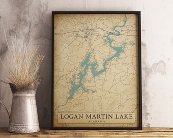 Map of Logan Martin Lake - Etsy