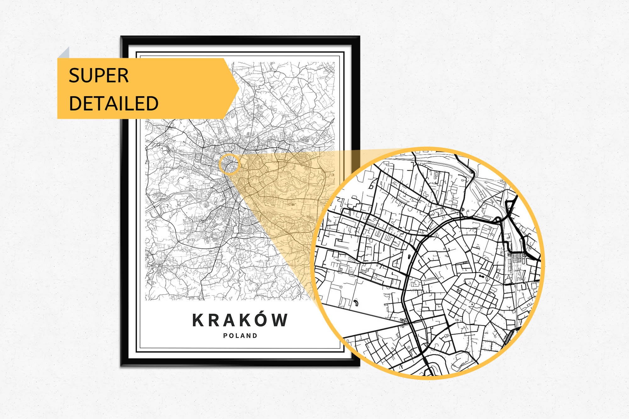 Printable Map of Krakow Poland Kraków Cracow City Street | Etsy