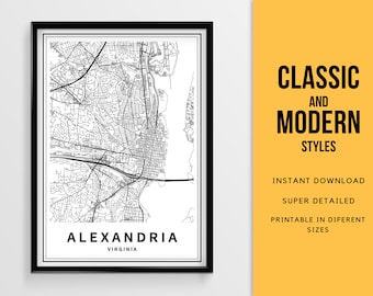 Alexandria Virginia Vintage Map Old Town Alexandria Lithograph 1863 ...