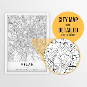Printable Map of Milan, Italy With Street Names - Instant Download ...