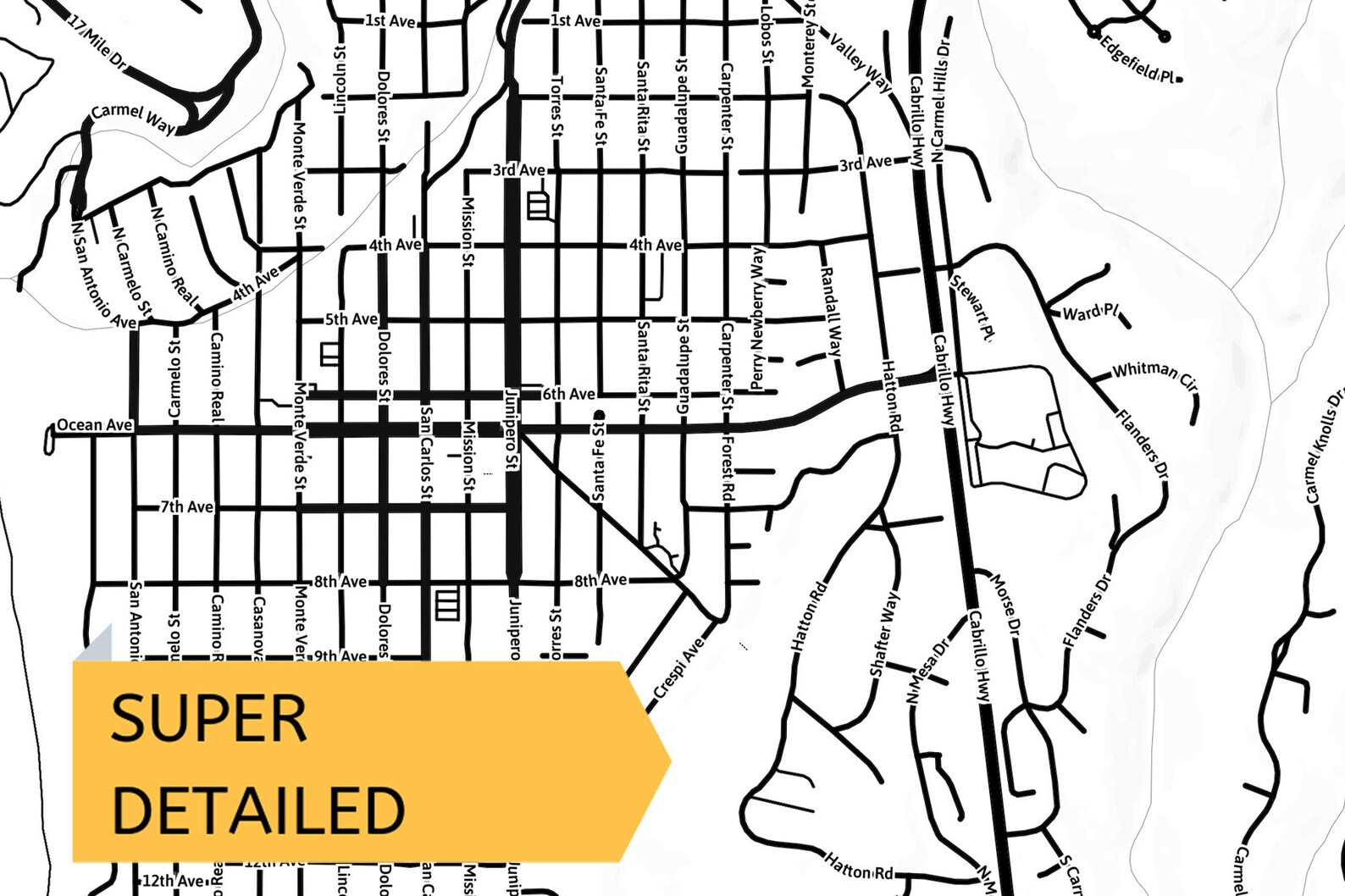 Printable Map of Carmel-by-the-sea California CA United - Etsy