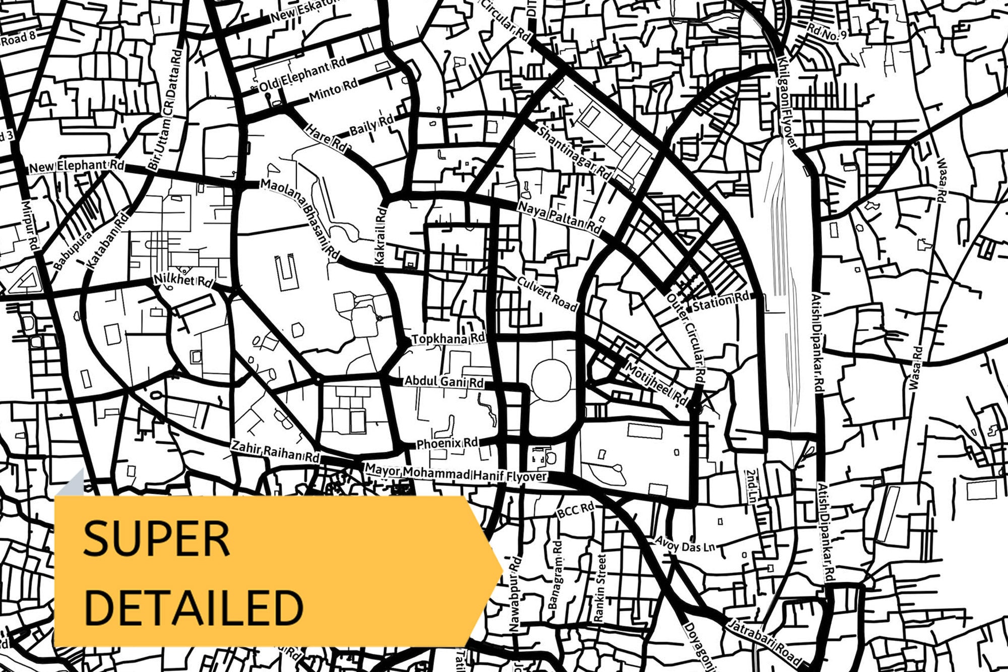 Printable Map of Dhaka Bangladesh With Street Names Instant - Etsy