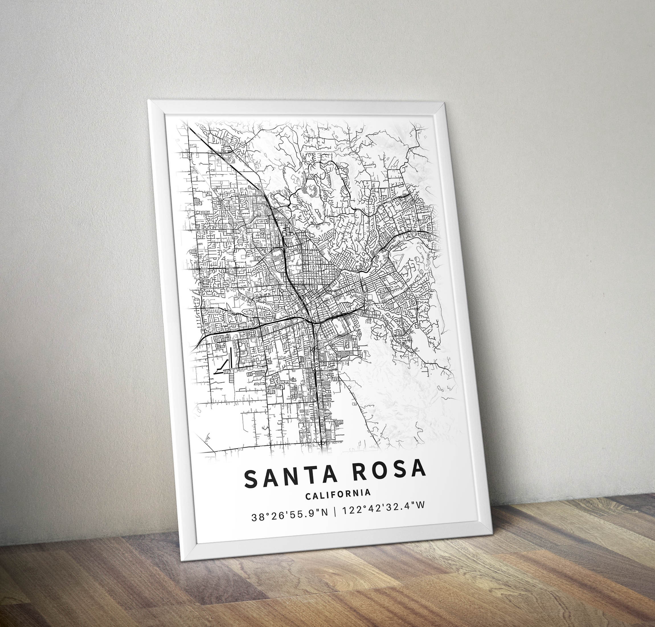 Printable Map of Santa Rosa California CA United States With | Etsy