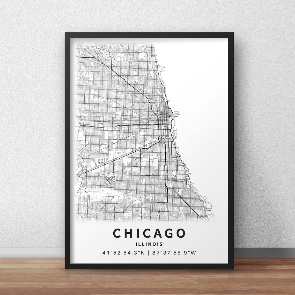 Printable Map of Chicago Illinois USA With Street Names - Etsy