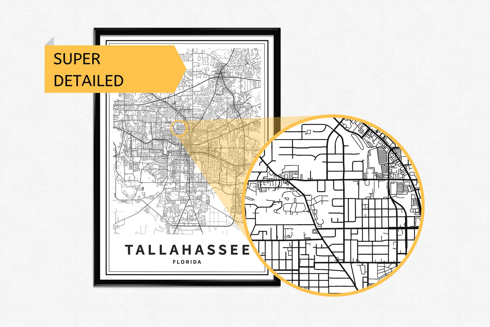 Printable Map of Tallahassee Florida United States Instant | Etsy